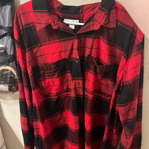Ava & Viv | Tops | Red And Black Plaid Flannel | Poshmark